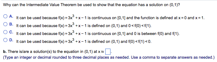 Solved a. Use the Intermediate Value Theorem to show that | Chegg.com
