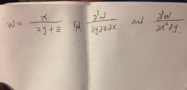 Solved W = x/2y + z partial differential^3w/partial | Chegg.com