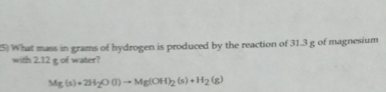 Solved mass in grams of hydrogen is produced by the reaction | Chegg.com