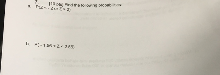 Solved Find the following probabilities: P(Z 2) | Chegg.com