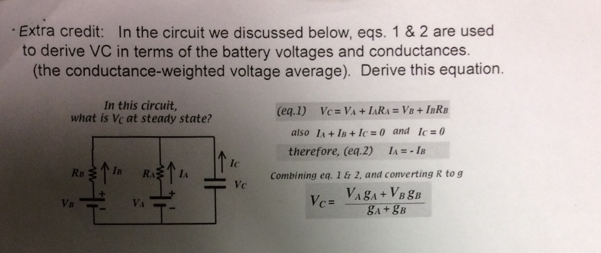 Solved Extra credit: In the circuit we discussed below, eqs. | Chegg.com
