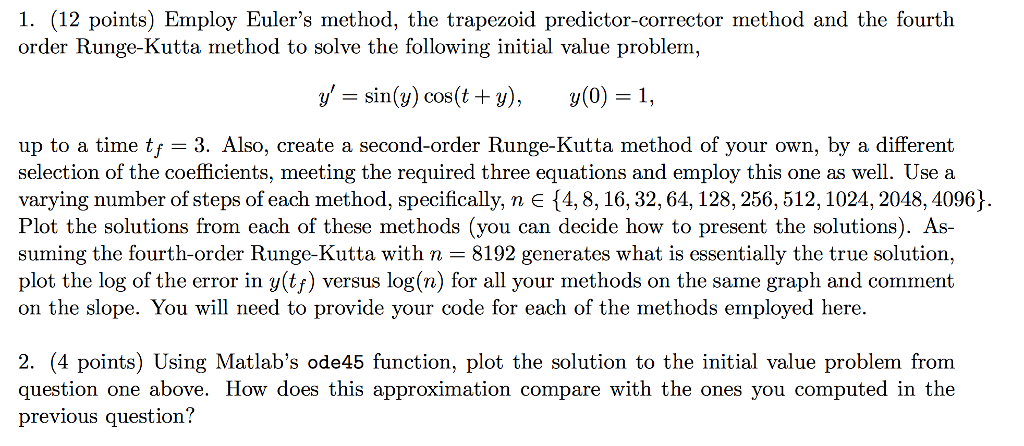 Solved Employ Euler's method, the trapezoid | Chegg.com