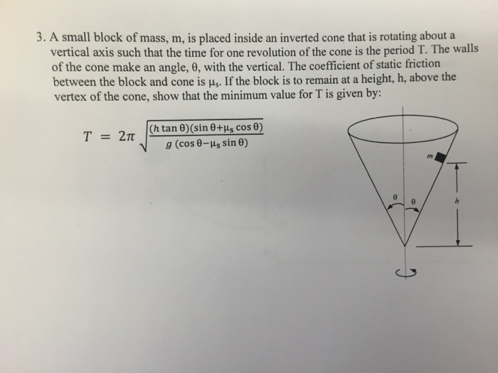 Solved A small block of mass, m, is placed inside an | Chegg.com