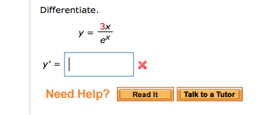 Solved Differentiate. y = 3x/e^x | Chegg.com
