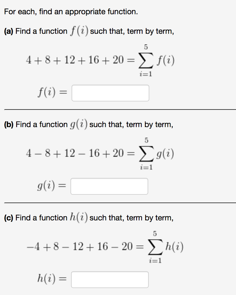 Solved For each, find an appropriate function. (a) Find a | Chegg.com