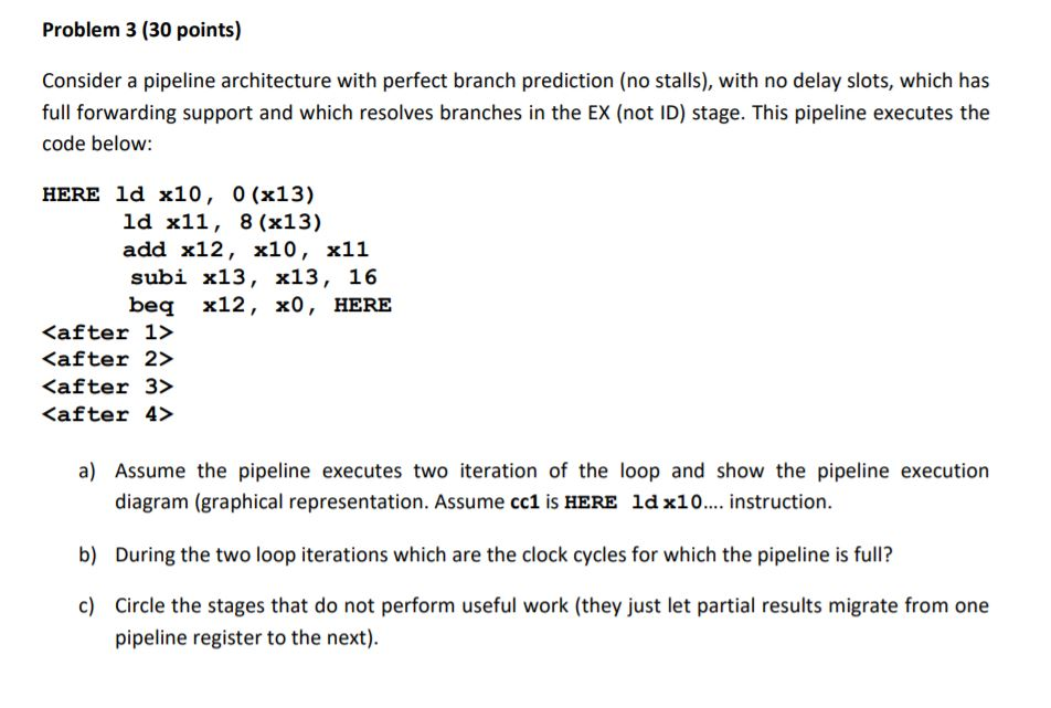 Solved Problem 3 (30 points) Consider a pipeline | Chegg.com