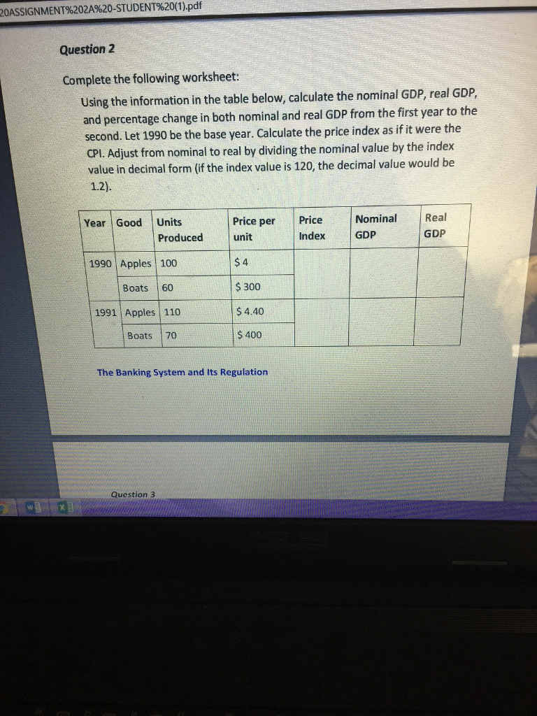 Solved Complete the following worksheet: Using the | Chegg.com