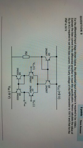 For the differential input stage shown below, the | Chegg.com