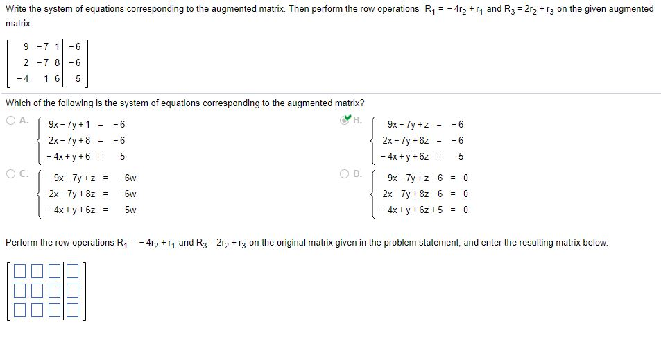 Solved Write the system of equations corresponding to the | Chegg.com