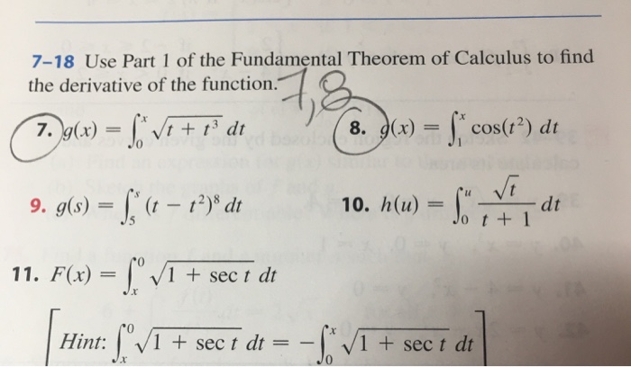 Solved Use Part 1 of the Fundamental Theorem of Calculus to | Chegg.com