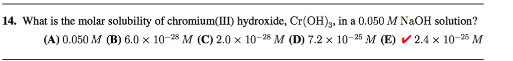 Solved What is the molar solubility of chromium(III) | Chegg.com