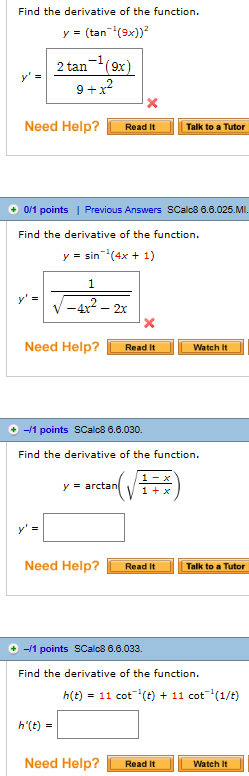 Solved Find the derivative of the function. y = | Chegg.com
