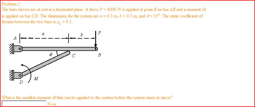 Solved Problem 2: The bar shown are at rest in a horizontal | Chegg.com