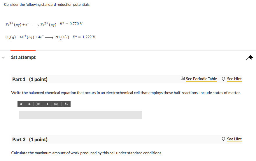 Solved Consider the following standard reduction potentials | Chegg.com