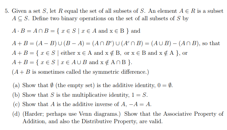 Solved 5. Given a set S, let R equal the set of all subsets | Chegg.com