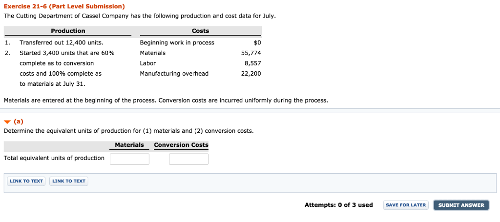 Solved Exercise 21-6 (Part Level Submission) The Cutting | Chegg.com