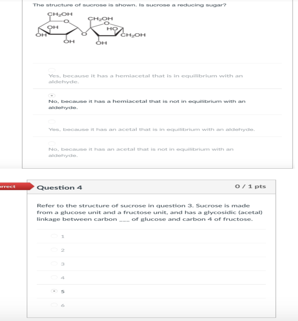 Solved 3.The structure of sucrose is shown. Is sucrose a | Chegg.com