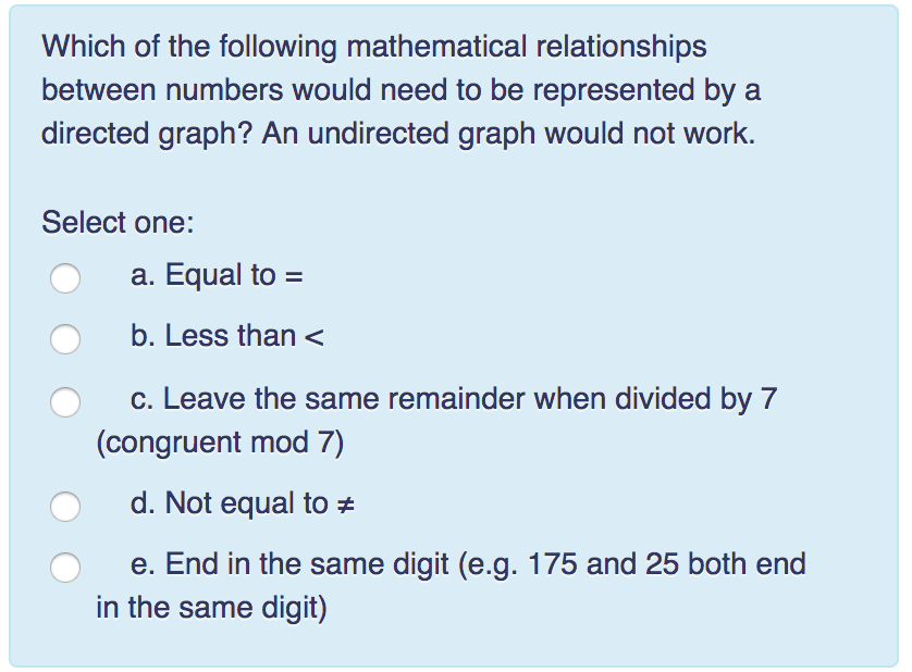 Solved Which of the following mathematical relationships | Chegg.com