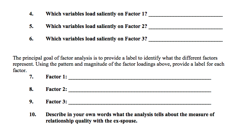 4. Which variables load saliently on Factor 1? 5. | Chegg.com