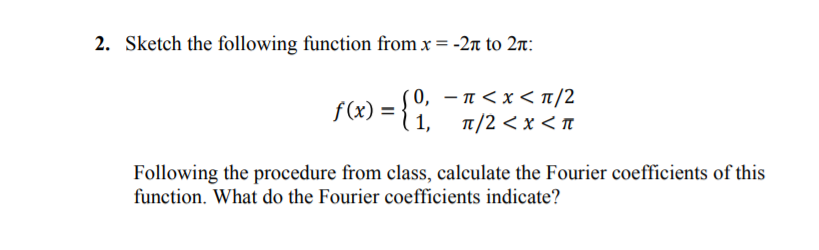 Solved 2. Sketch the following function from x--2? to 2T. | Chegg.com