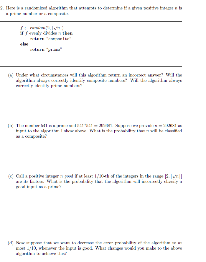 Here is a randomized algorithm that attempts to | Chegg.com