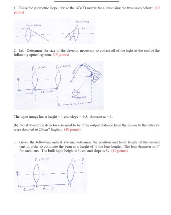 Solved 1. Using the geometric slope, derive the ABCD matrix | Chegg.com