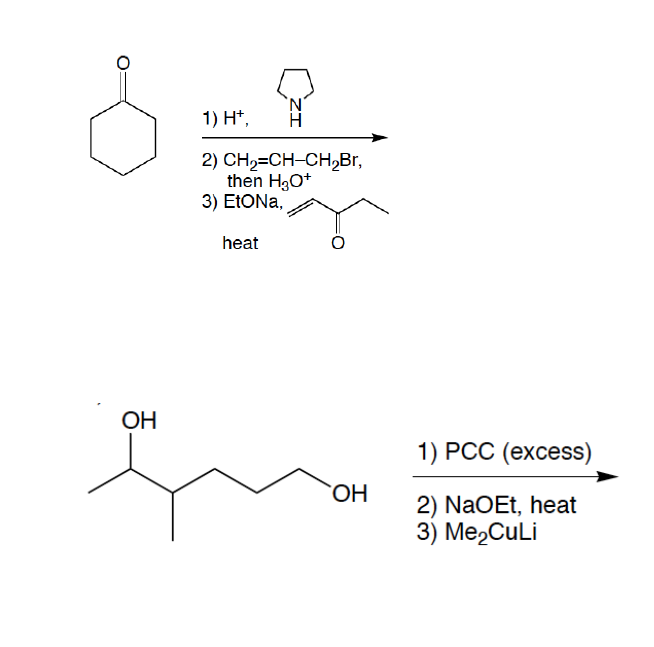 Solved OH 1) H 2) CH CH-CH Br, then H30 3) EtoNa heat 1) PCC | Chegg.com