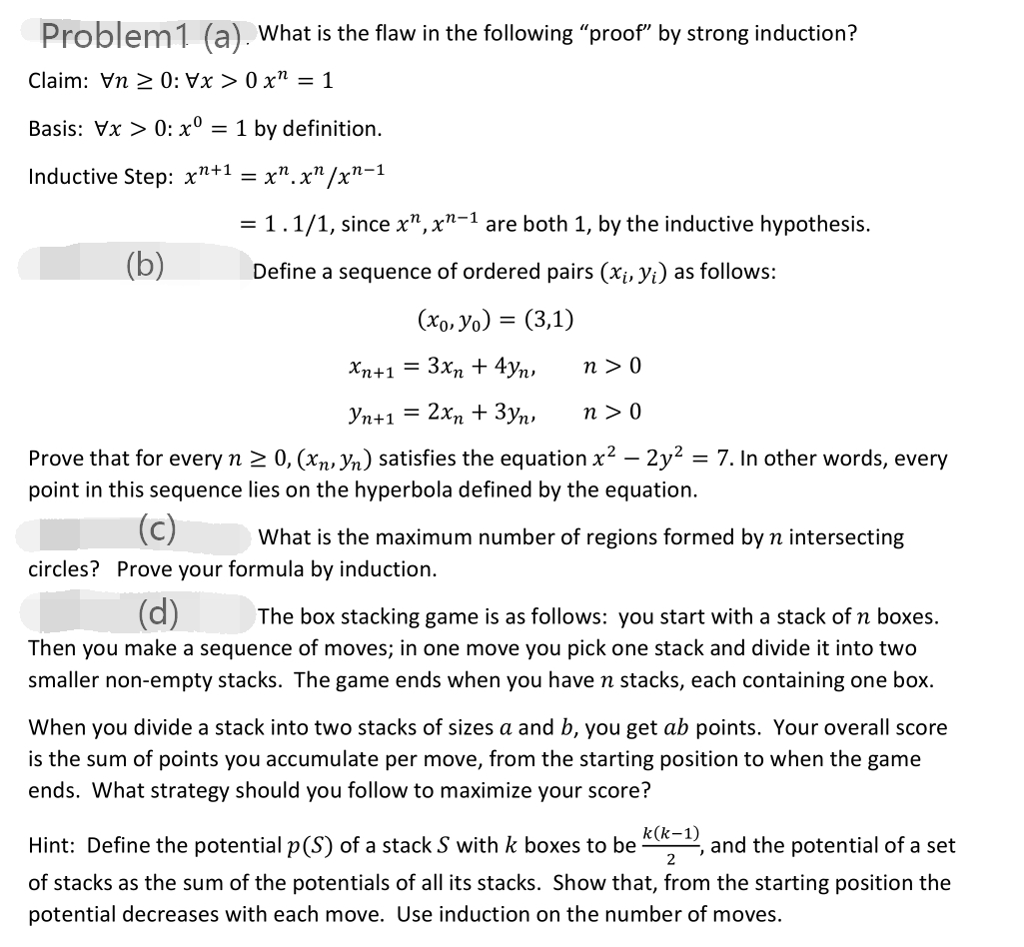 Solved What is the flaw in the following "proof" by strong | Chegg.com