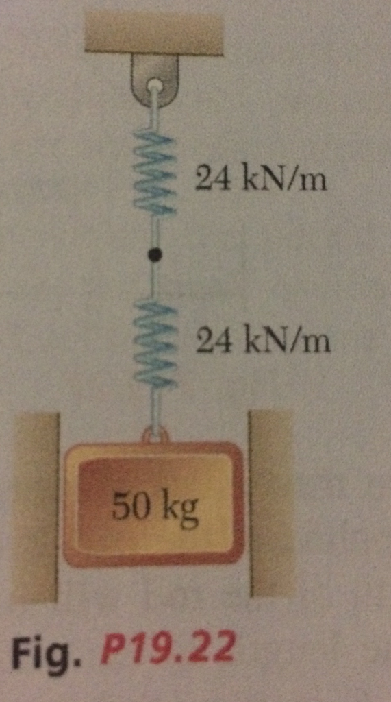 Solved A 50 kg block is supported by the spring arrangment | Chegg.com