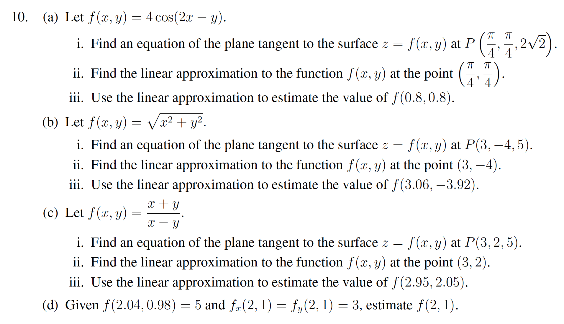Solved Let f(x,y) = 4cos(2x - y). Find an equation of the | Chegg.com