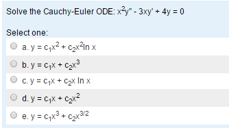 Solved Solve the Cauchy-Euler ODE: x^2y" - 3xy' + 4y = 0 Y | Chegg.com