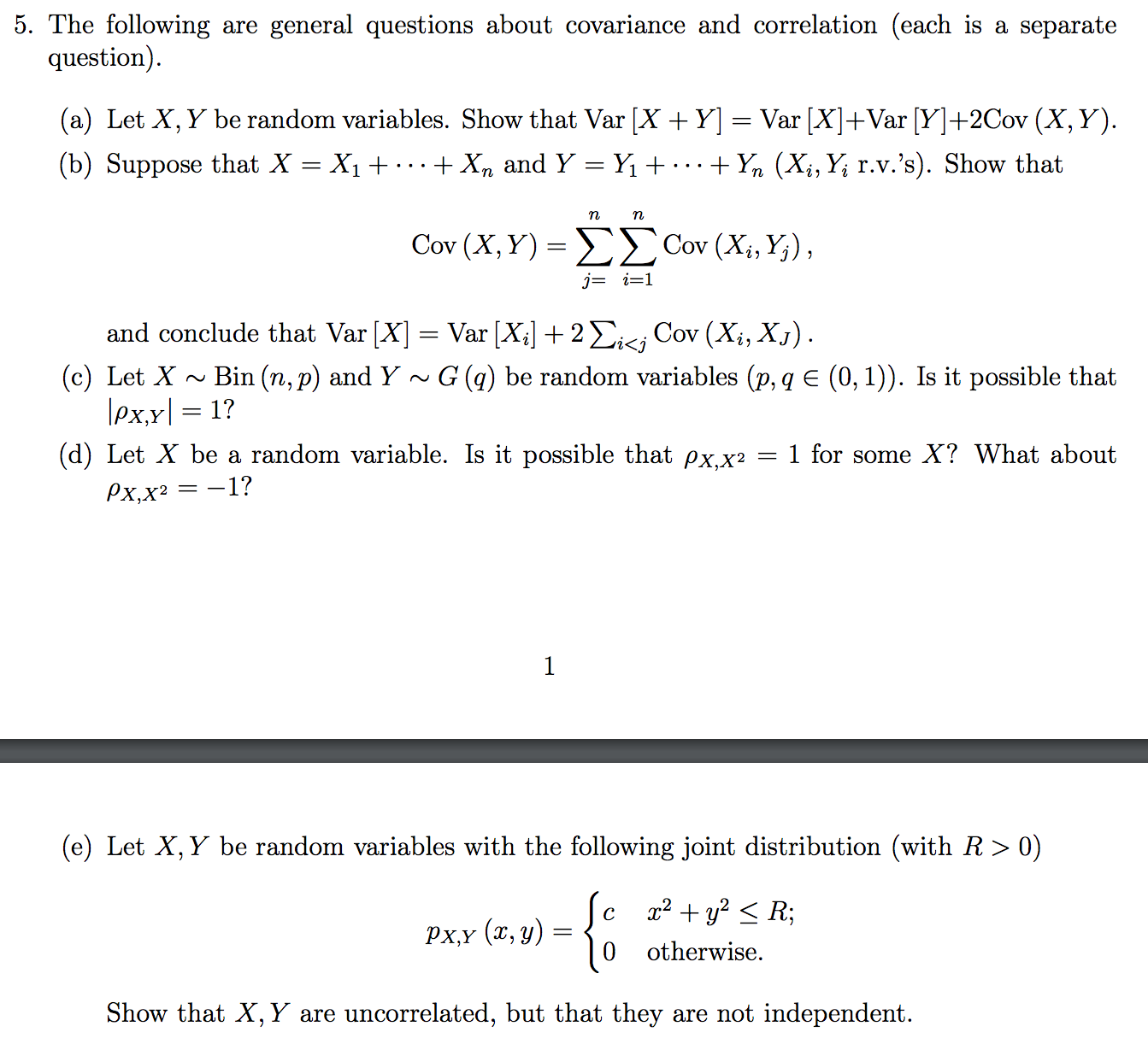 Solved The following are general questions about covariance | Chegg.com