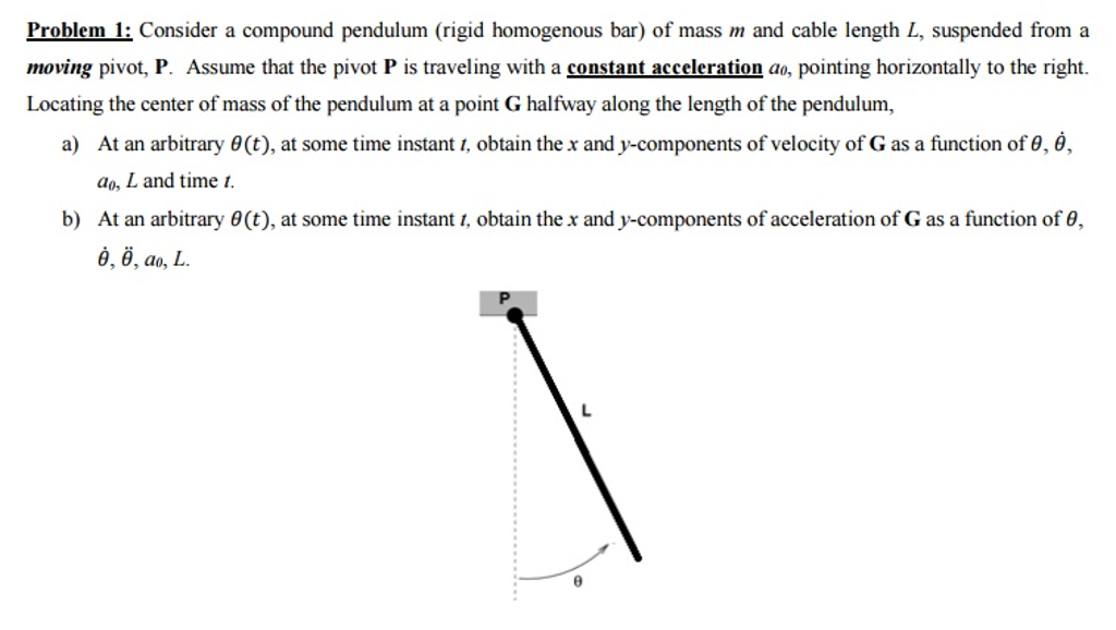 Solved Consider a compound pendulum (rigid homogenous bar) | Chegg.com