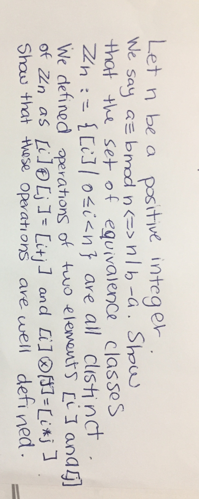 Solved Let n be atve inteaek that the set of equivalence | Chegg.com