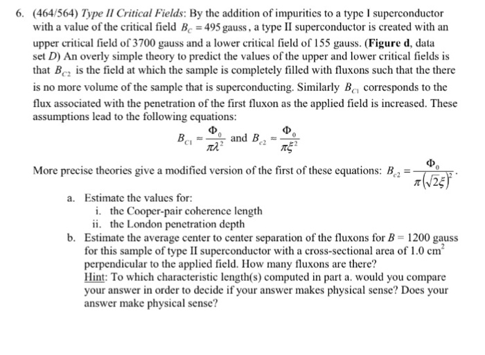 Solved Type II Critical Fields: By the addition of | Chegg.com