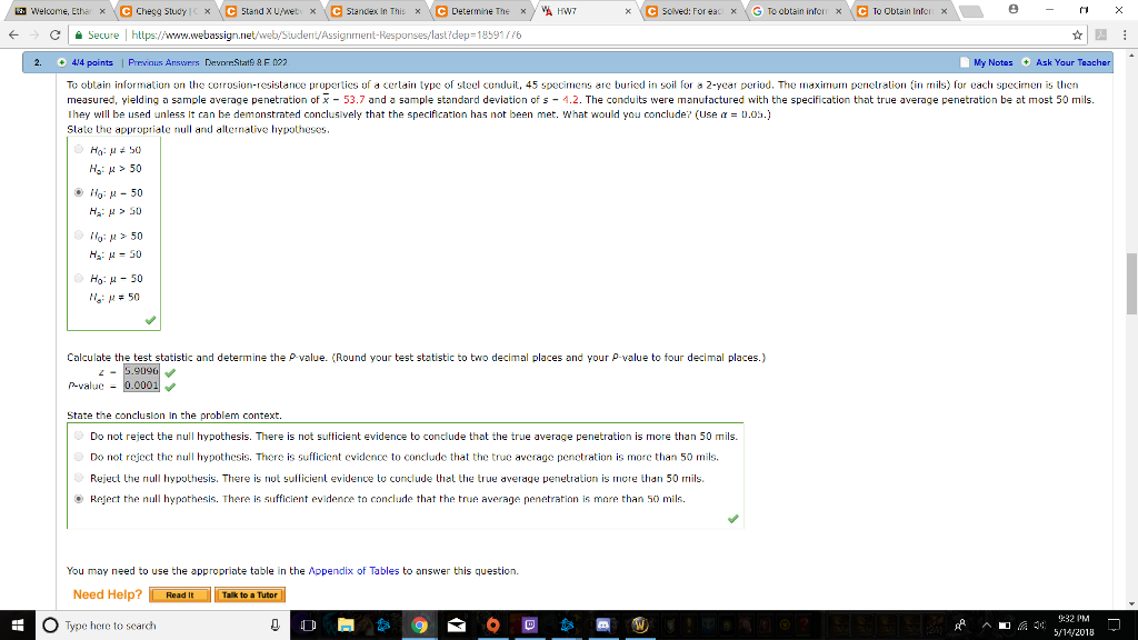 Solved Please explain why the correct hypothesis and values | Chegg.com