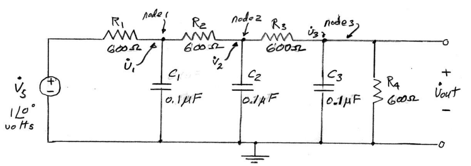 Solved The following third order low pass RC circuit is a | Chegg.com