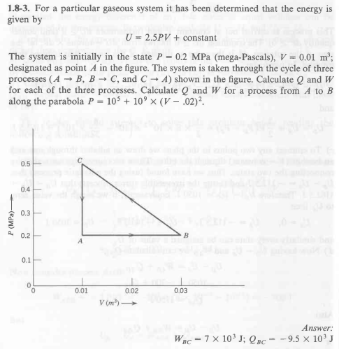 Solved 1.8-3. For a particular gaseous system it has been | Chegg.com