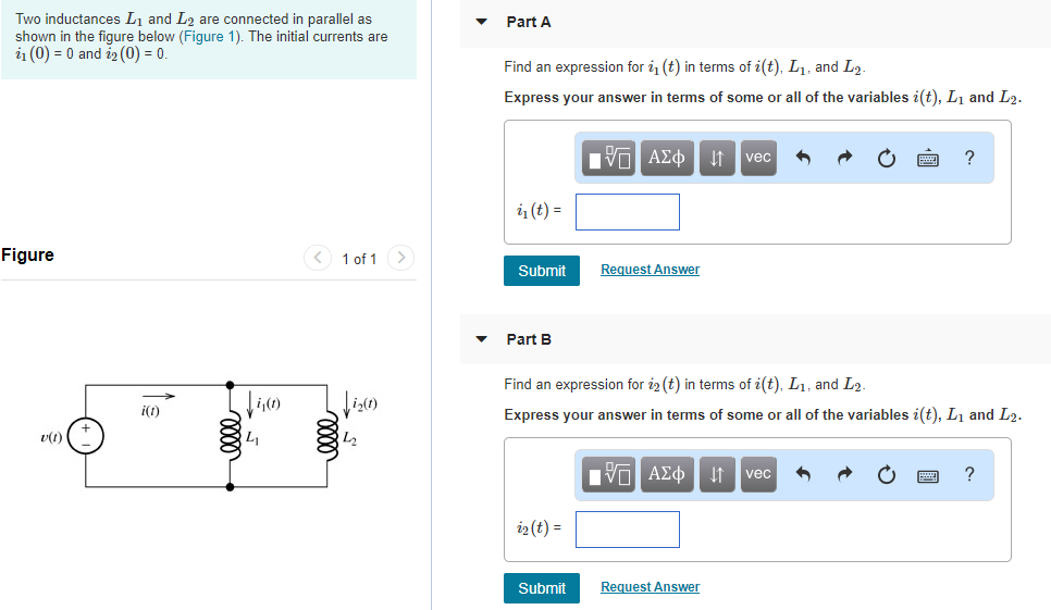 Solved Two inductances L1 and L2 are connected in parallel | Chegg.com