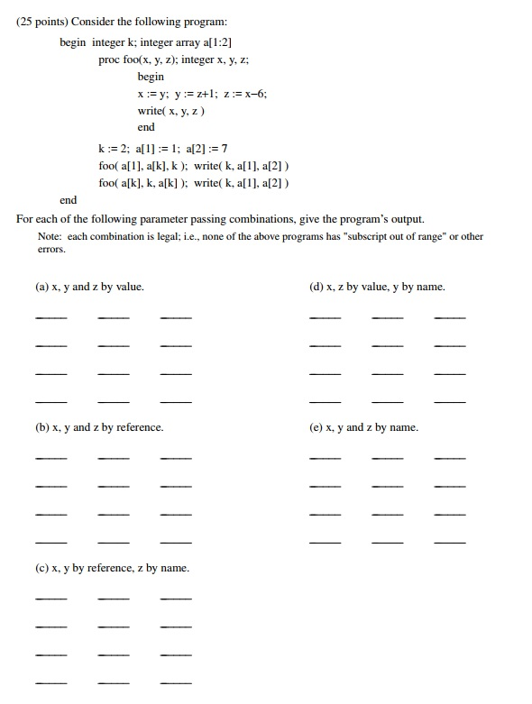 Solved (25 points) Consider the following program: begin | Chegg.com