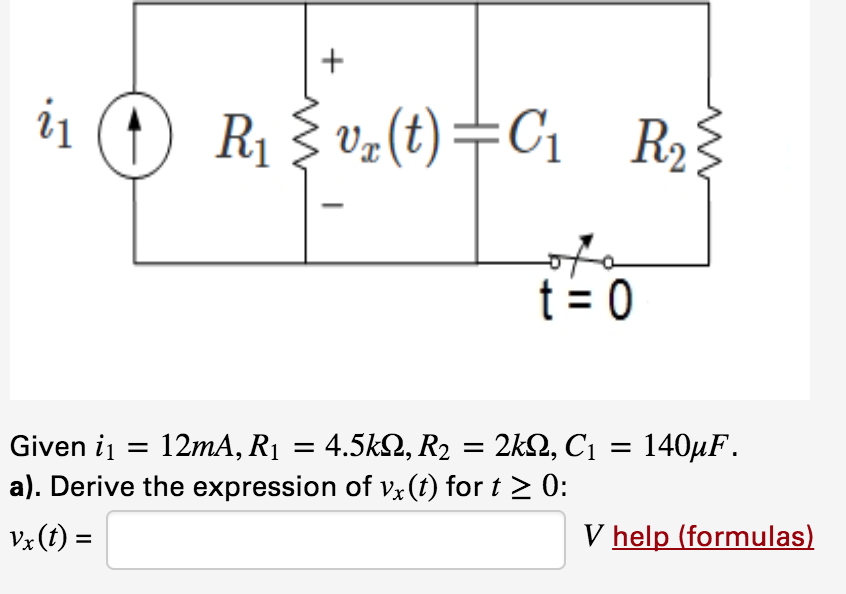 Solved a). Derive the expression of vx(t) for t 2 0: Vx(t) = | Chegg.com