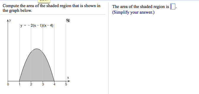 Solved Compute the area of the shaded region that is shown | Chegg.com