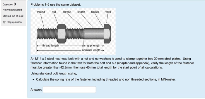 Solved An M14 x 2 steel hex head bolt with a nut and no | Chegg.com