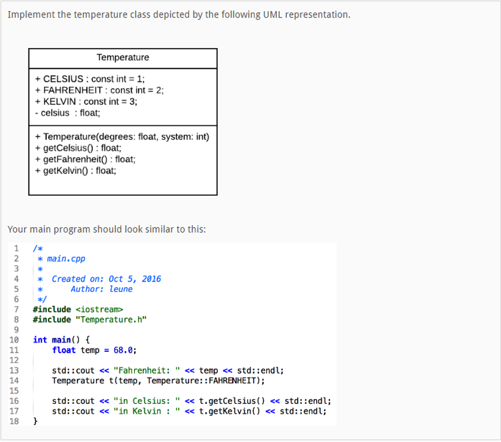 Solved C++ Main method given in picture TempConversion | Chegg.com