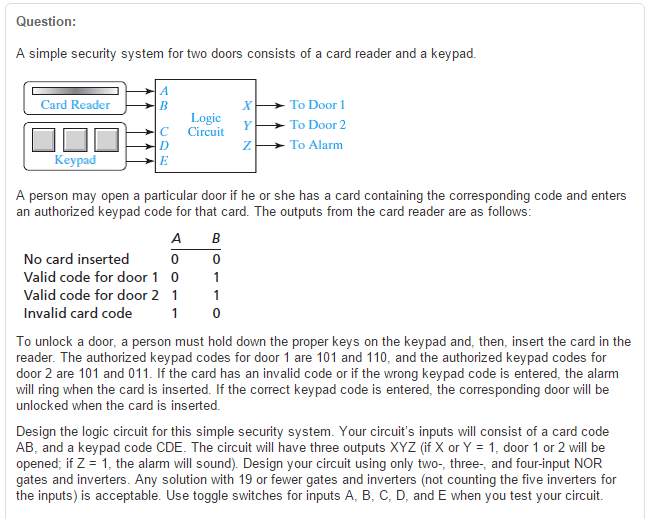 A simple security system for two doors consists of a | Chegg.com