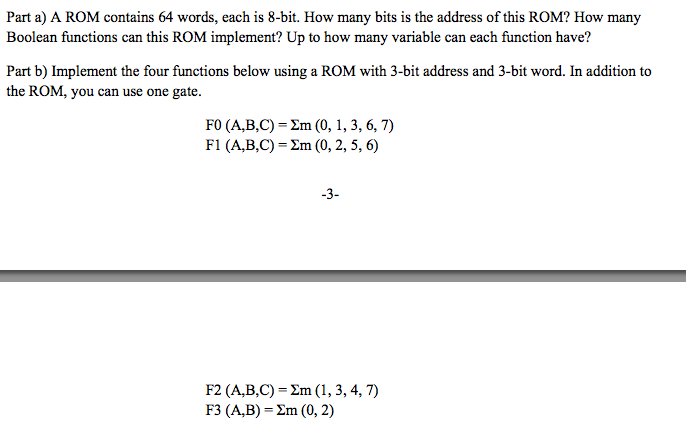 Solved A ROM contains 64 words, each is 8-bit. How many bits | Chegg.com
