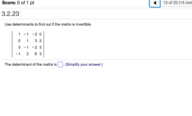 Solved Use determinants to find out if the matrix is | Chegg.com