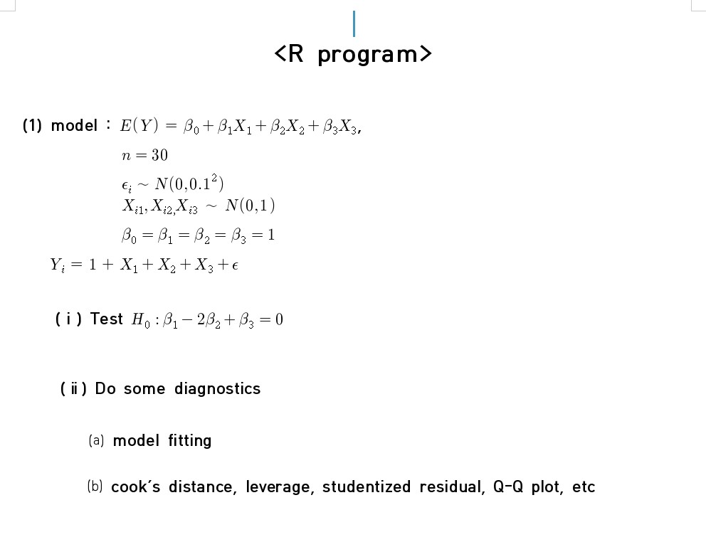 KR program (1) model E(Y) BO B1X1+B2X2 B3X3, n 30 ei | Chegg.com
