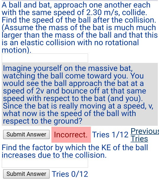 Solved A ball and bat, approach one another each with the | Chegg.com