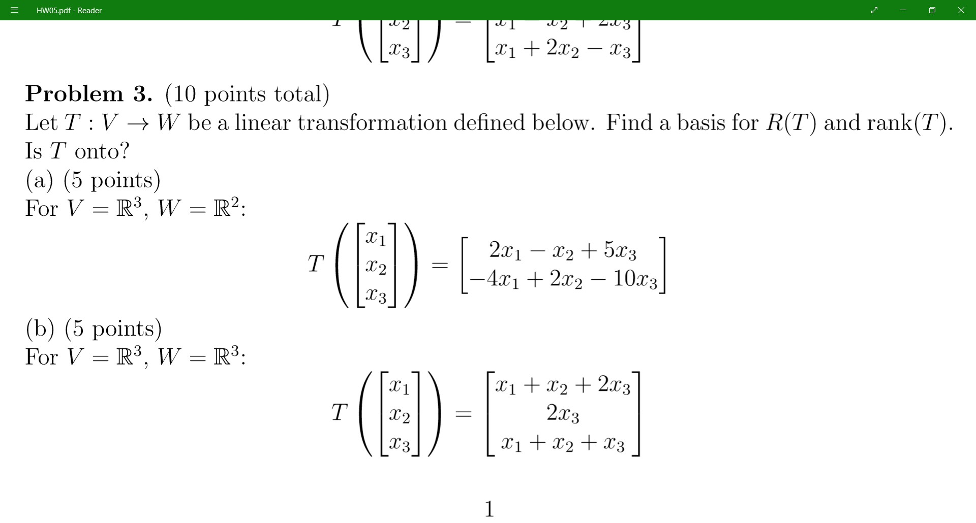 Solved Let T: V rightarrow W be a linear transformation | Chegg.com